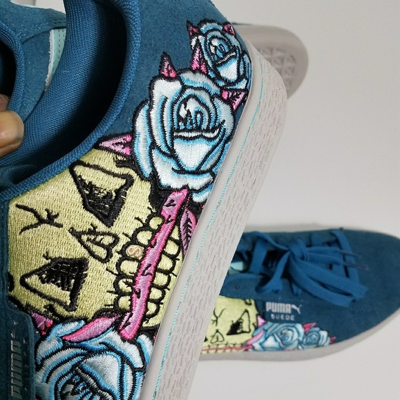 Puma | Shoes | Puma Suede Sb Skull Blue Diamond Rose | Poshmark